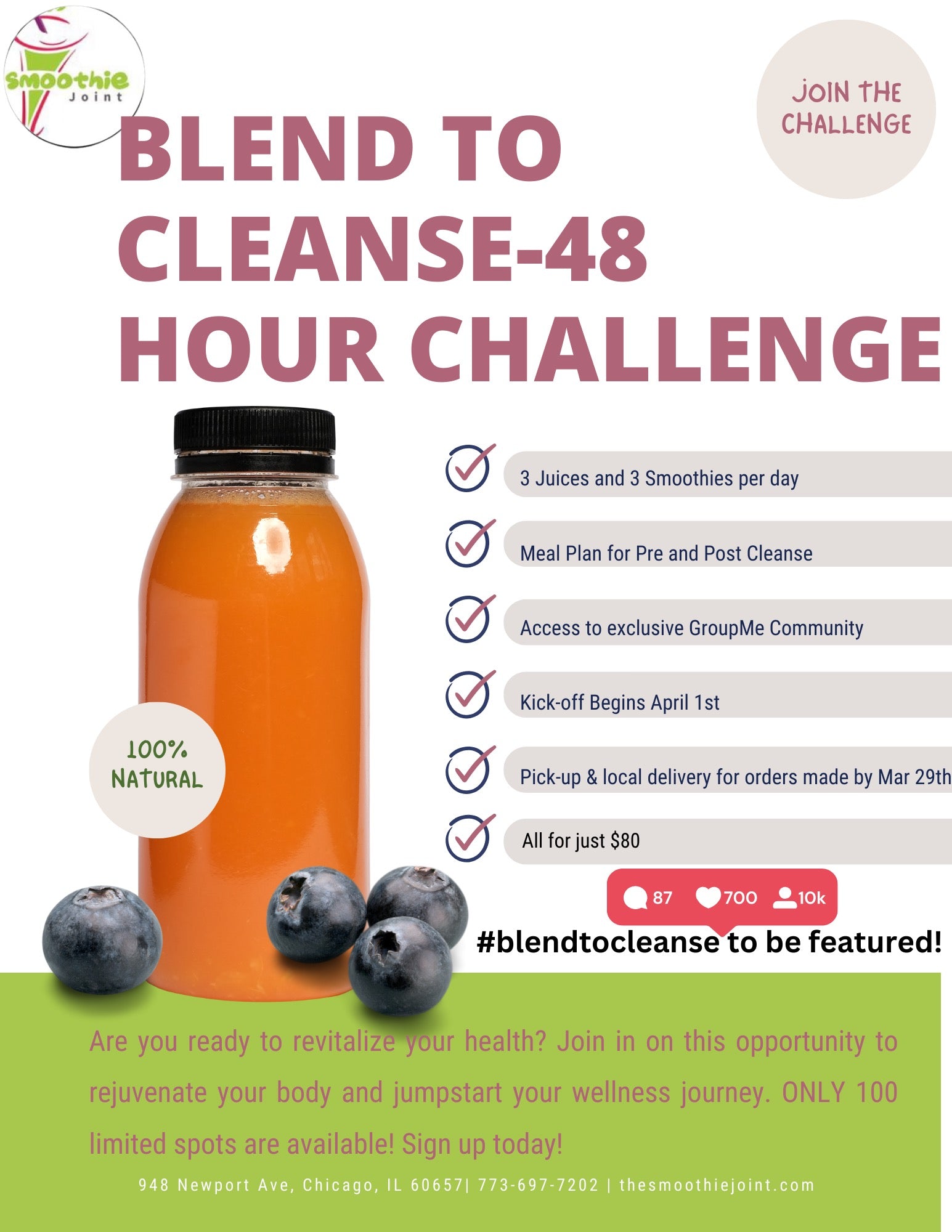 48-HR Monthly Cleanse – The Smoothie Joint